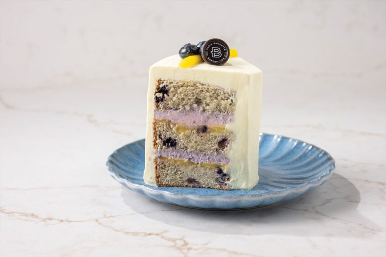 Lemon Blueberry Chiffon Cake Slice
